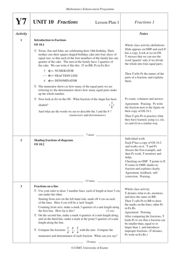 KS3 Fractions (MEP – Year 7 – Unit 10) | Teaching Resources