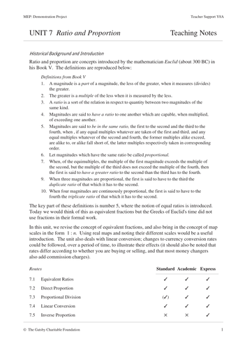 KS3 Ratio and Proportion (MEP – Year 8 – Unit 7) | Teaching Resources KS3 Ratio and Proportion (MEP – Year 8 – Unit 7) | Teaching Resources