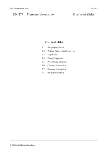 KS3 Ratio and Proportion (MEP – Year 8 – Unit 7) | Teaching Resources KS3 Ratio and Proportion (MEP – Year 8 – Unit 7) | Teaching Resources