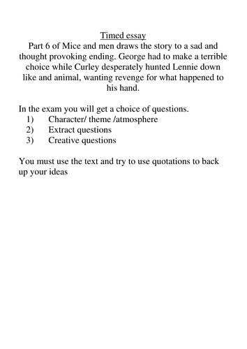 Of mice and men chapter 6 wks activity essay hm | Teaching Resources