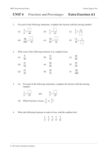 KS3 Fractions and Percentages (Year 9 – Unit 4) by CIMT - UK Teaching ...