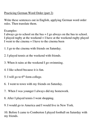 Word Order - notes & exercises | Teaching Resources