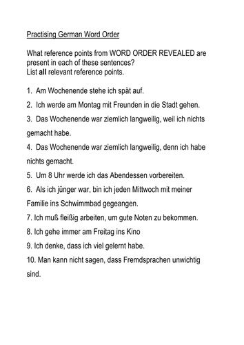Word Order - notes & exercises | Teaching Resources