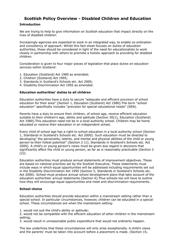Disabled Children and Education - Scotland | Teaching Resources