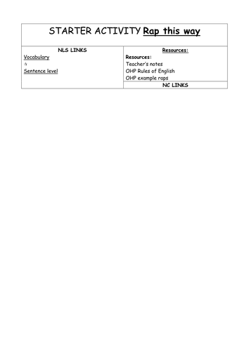 RAPPING STARTER HM | Teaching Resources