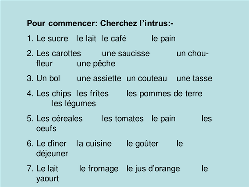 La nourriture | Teaching Resources