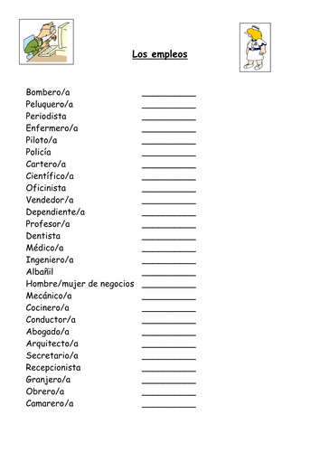 Spanish Work & Jobs: Las profesiones & Los empleos | Teaching Resources
