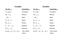 Spanish Countries Gap fill - Los Paises | Teaching Resources