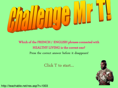 French Challenge Mr T - healthy living | Teaching Resources
