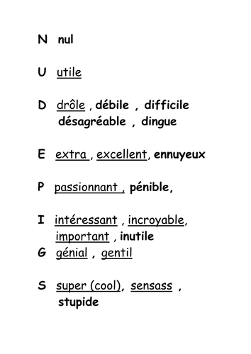 french giving opinions poster | Teaching Resources