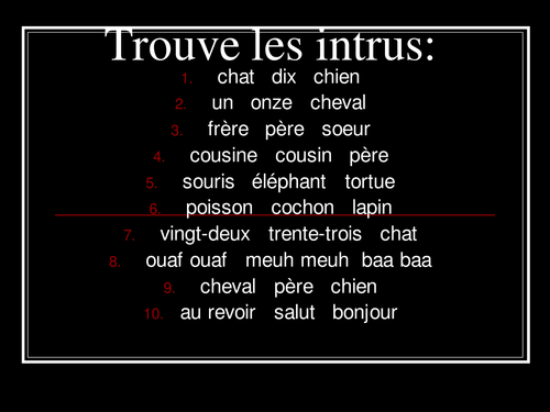French odd one out trouve les intrus nos pets | Teaching Resources