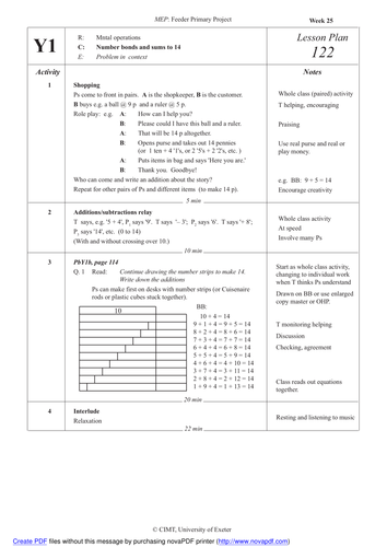 Number bonds and sums to 14, lesson 2 | Teaching Resources