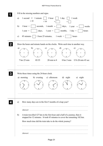 Yr 5 Time : Lesson 31 | Teaching Resources