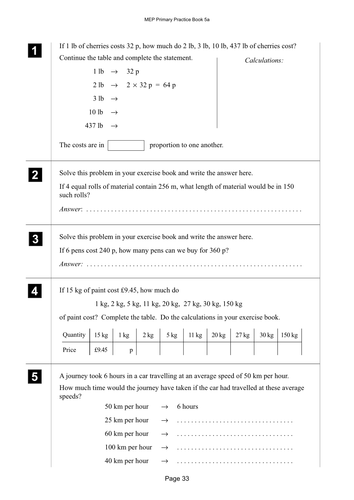 Yr 5 Ratio and proportion : Lesson 33 | Teaching Resources