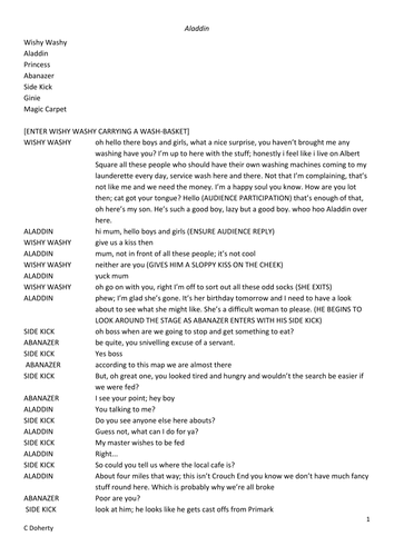 Aladdin Pantomime Script | Teaching Resources