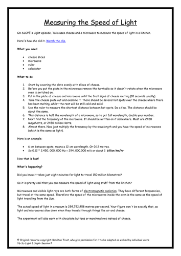 Speed of light | Teaching Resources