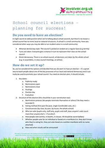 School council elections - planning for success! | Teaching Resources