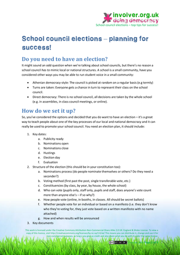 School council elections - planning for success! | Teaching Resources