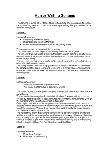 Horror Writing | Teaching Resources
