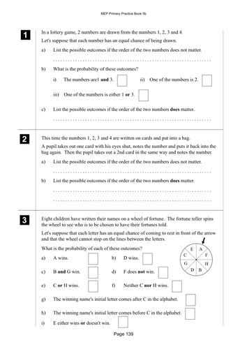 Yr 5 Probability Scale : Lesson 139 | Teaching Resources