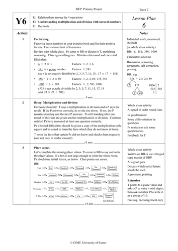 Yr 6 Calculating : Lesson 6 | Teaching Resources