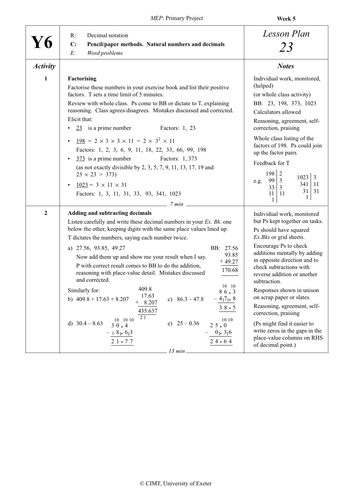 Yr 6 Calculations :Lesson 23 | Teaching Resources