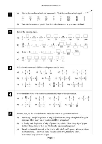 Yr 6 Fractions : Lesson 34 | Teaching Resources