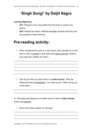 'Singh Song!' by Daljit Nagra Teaching Resources | Teaching Resources