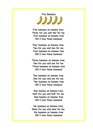 5 Bananas Counting Rhyme | Teaching Resources