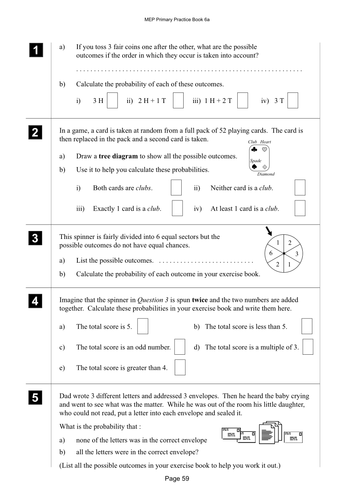 Yr 6 Probability : Lesson 59 | Teaching Resources