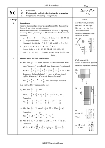 Yr 6 Fractions : Lesson 66 | Teaching Resources