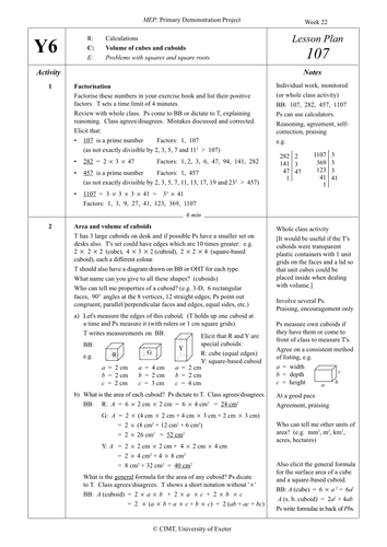 Yr 6 Volume and Area : Lesson 107 | Teaching Resources