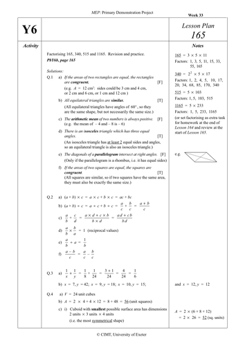 Yr 6 Revision : Lesson 165 | Teaching Resources