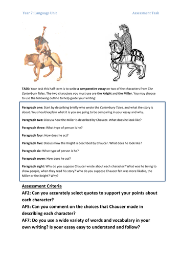 Year 7 Language Unit: Canterbury Tales | Teaching Resources