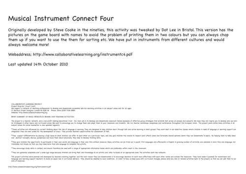 Musical Instrument Connect Four Game | Teaching Resources