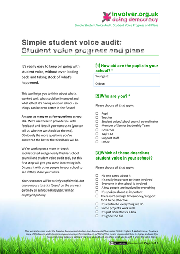 Student Voice Audit Tool | Teaching Resources