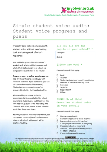Student Voice Audit Tool | Teaching Resources