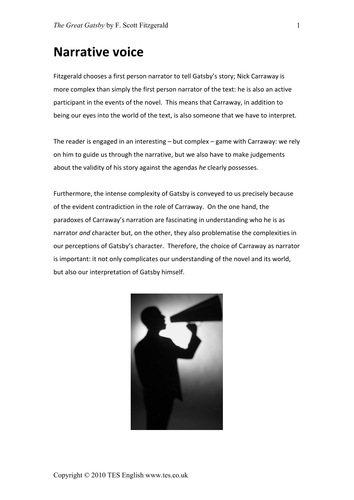 The Great Gatsby: Narrative Voice | Teaching Resources