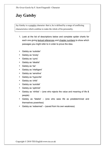 The Great Gatsby: Characters and Themes | Teaching Resources