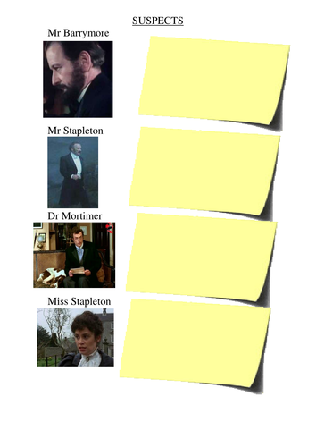Hound of the Baskervilles: Suspect Worksheet | Teaching Resources