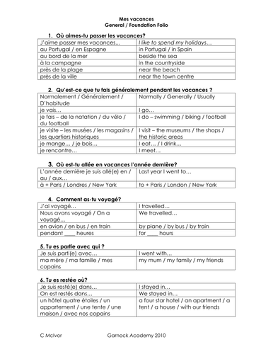 Writing frames for holidays topic | Teaching Resources