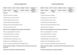 Present Tense Regular Verbs | Teaching Resources