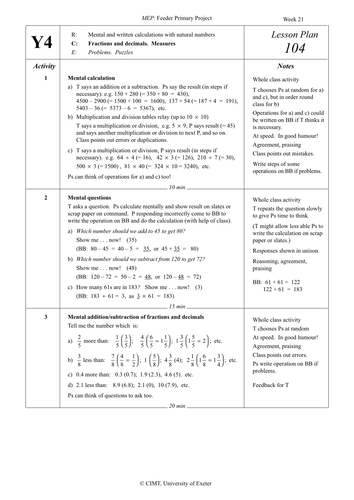 Yr 4 Fractions and decimals : Lesson 104 | Teaching Resources