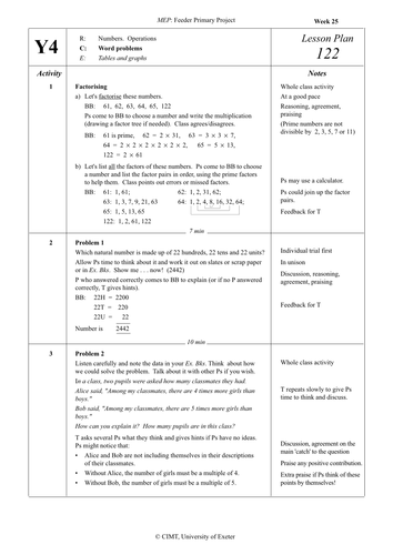 Yr 4 Problem Solving : Lesson 122 | Teaching Resources