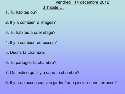 Structures pour décrire où j´habite & ma maison | Teaching Resources