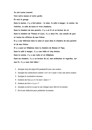 Structures pour décrire où j´habite & ma maison | Teaching Resources