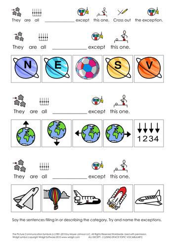 All-except - concept of exclusion worksheets | Teaching Resources