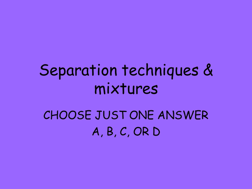 Separation techniques & mixtures quiz | Teaching Resources