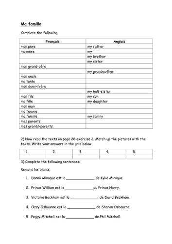 Ma famille | Teaching Resources