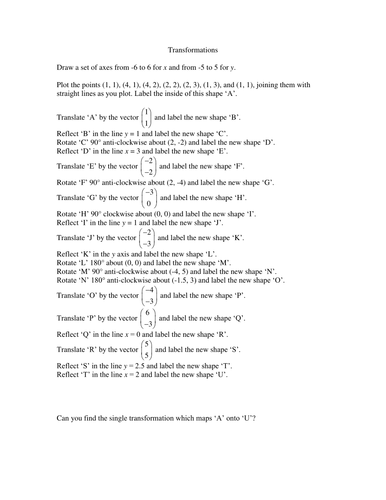 Transformations - game, worksheet. | Teaching Resources